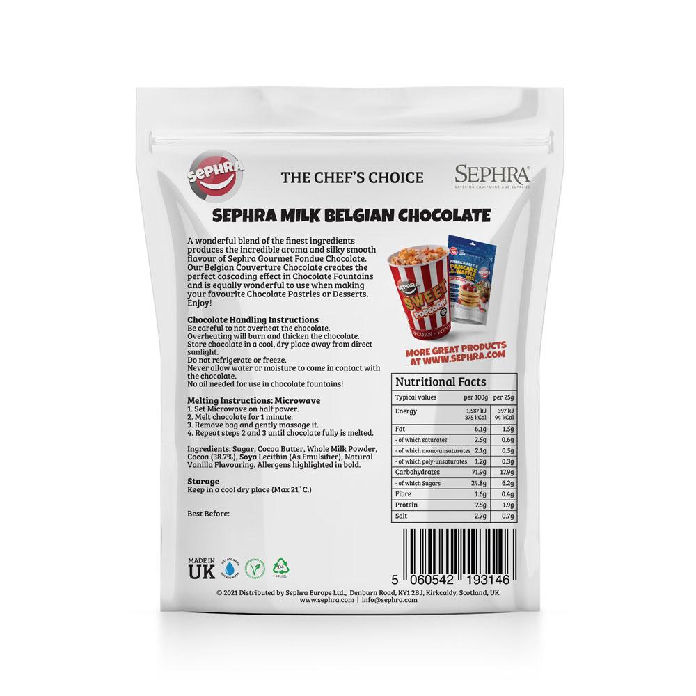 Sephra Milk Luxury Belgian Couverture Chocolate (37.2% Cocoa) - 250g