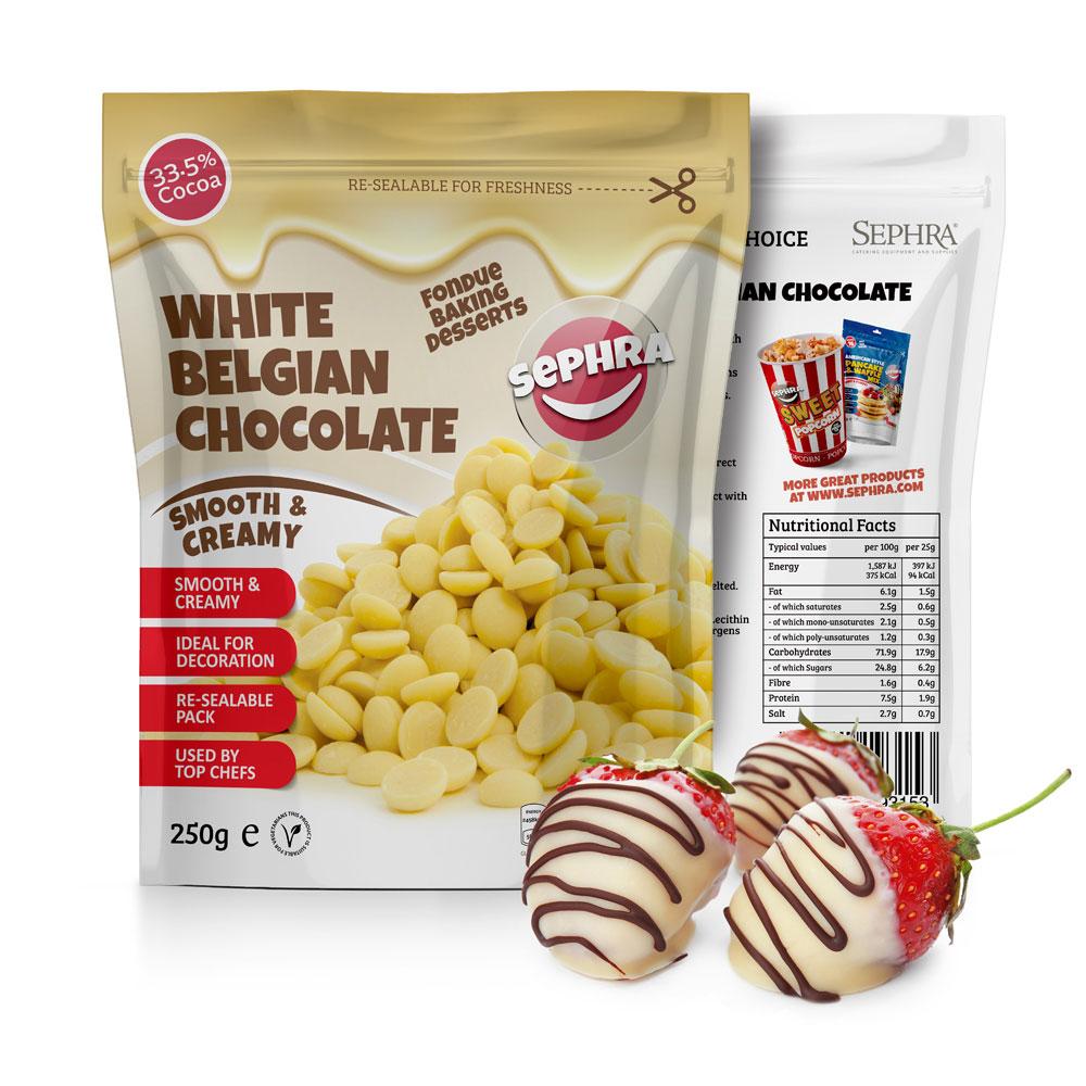 Sephra White Luxury Belgian Couverture Chocolate (32% Cocoa) - 250g